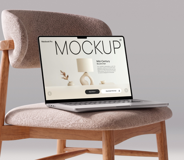 MacBook Pro on Modern Folding Chair Minimalist Tech Studio Vol2 FREE ...