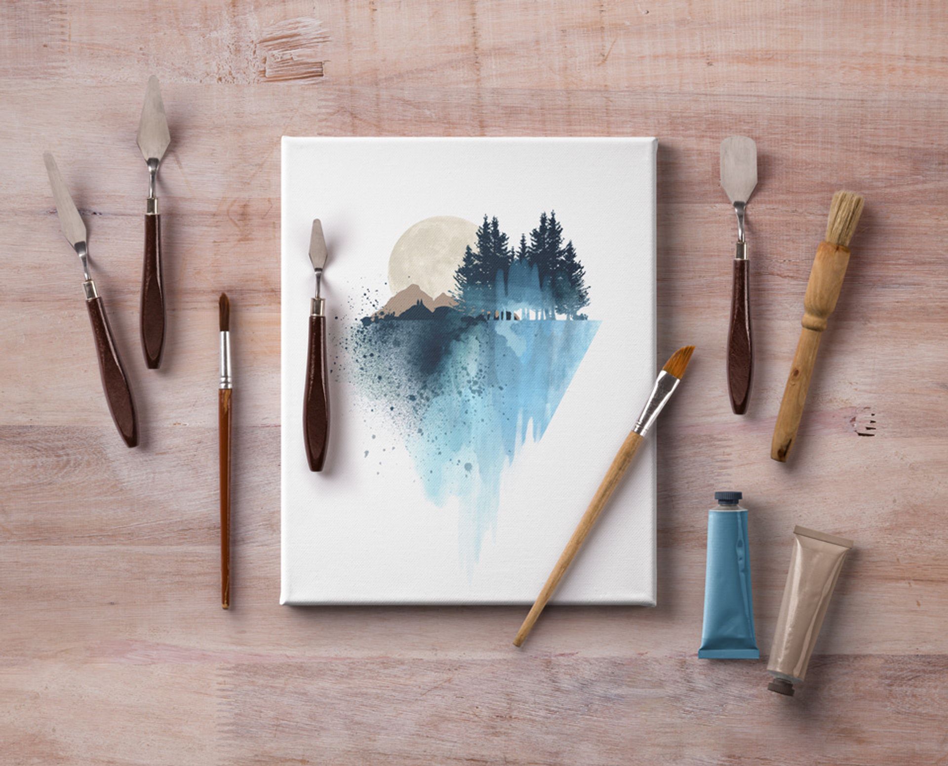 Artistic Psd Art Canvas Mockup | Pixeden Club
