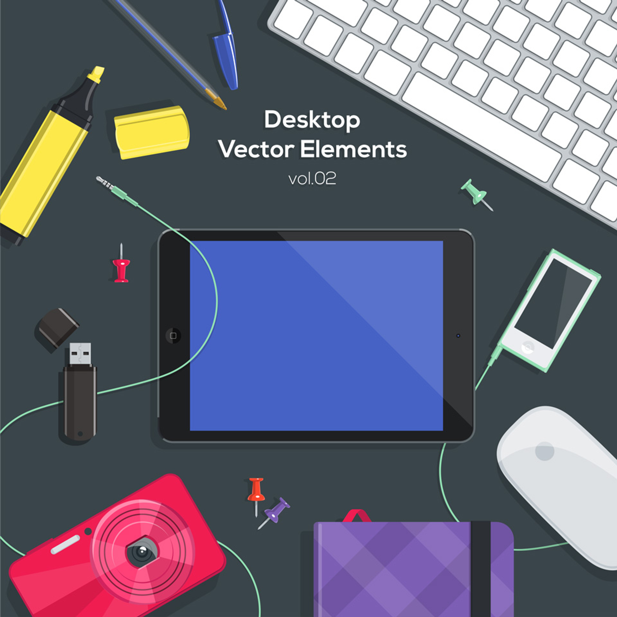 Desktop Flat Vector Objects Vol2 | Pixeden Club