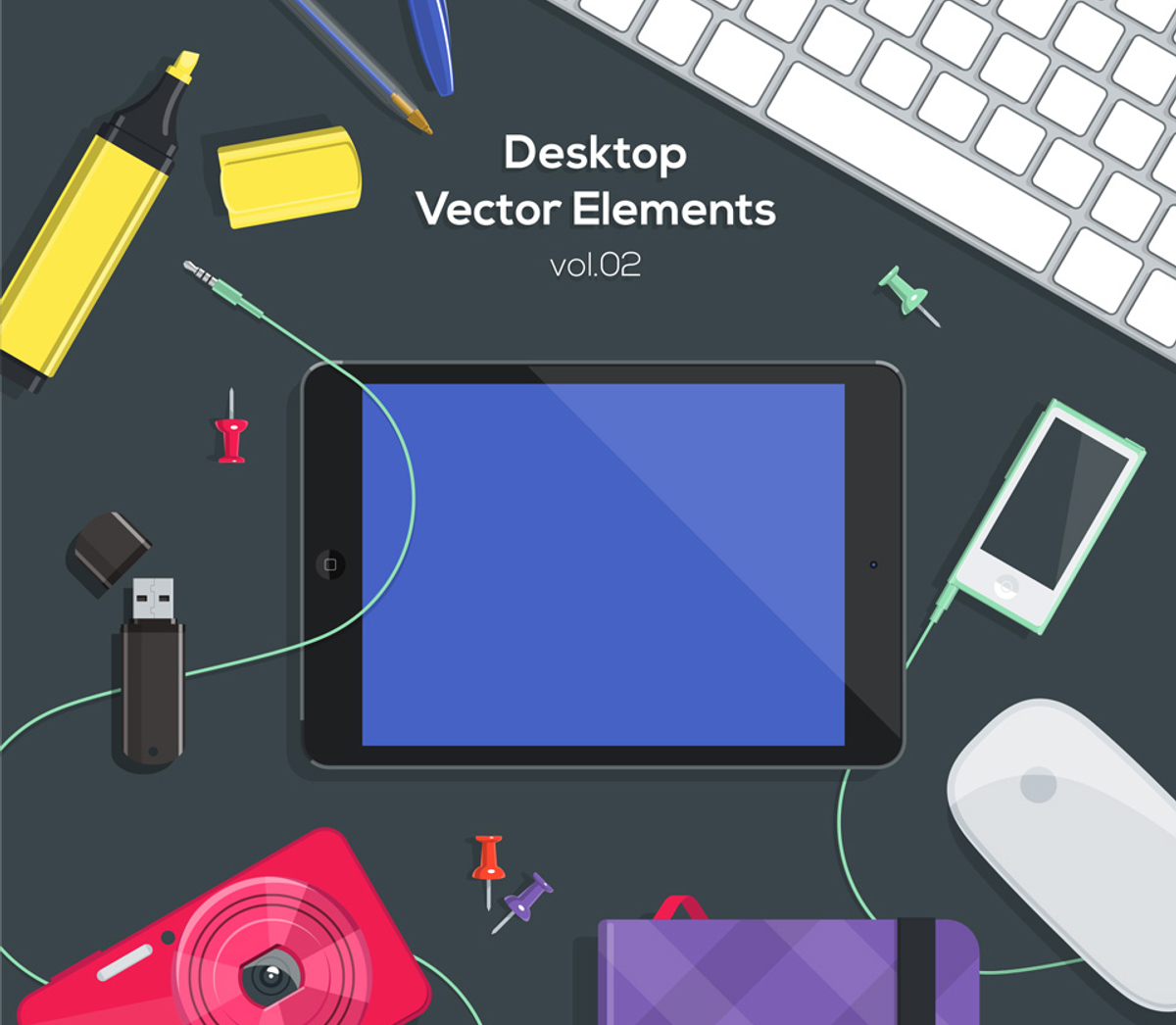 Vector Desktop Scene Elements | Pixeden Club