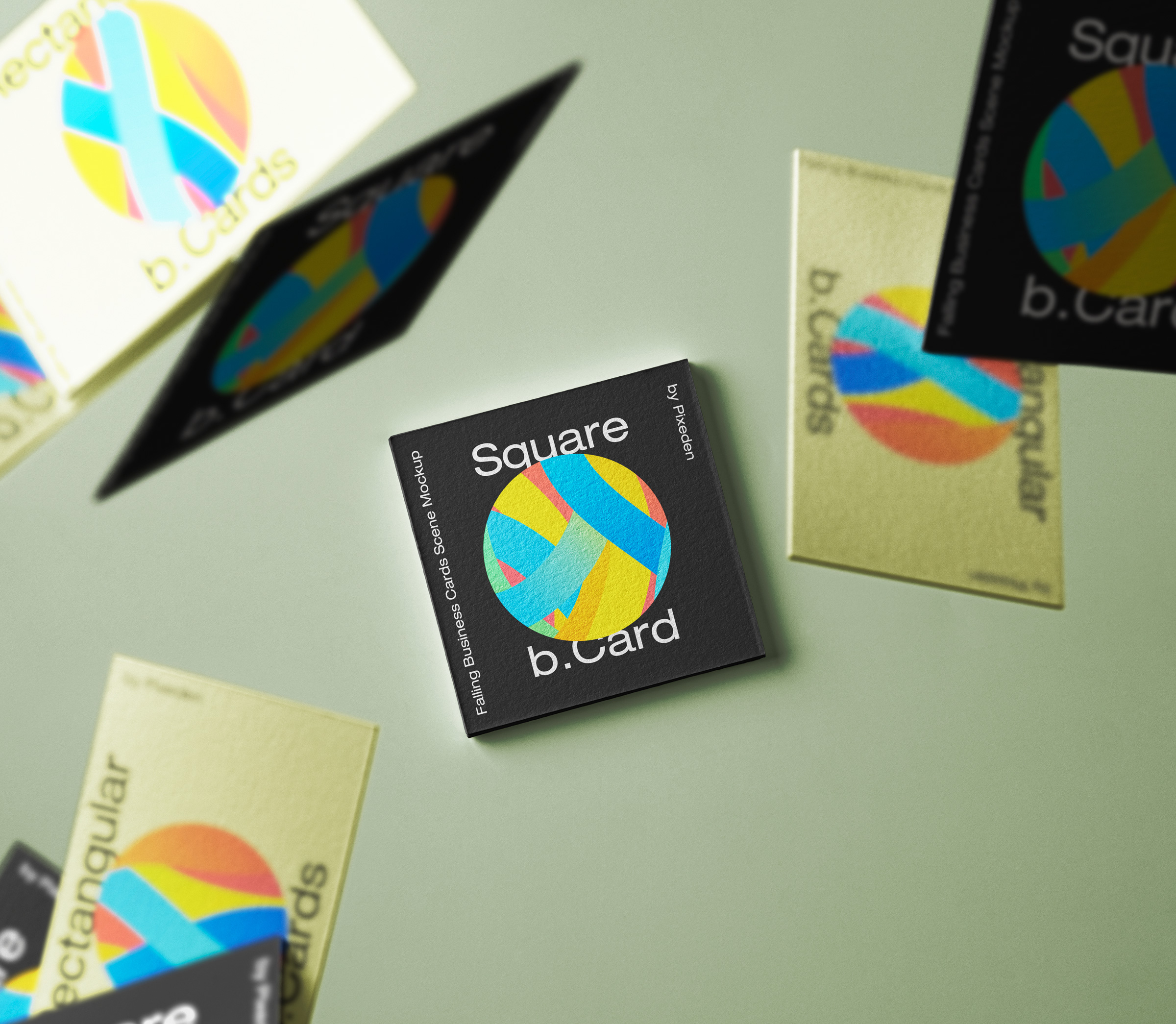 Falling Square Psd Business Cards Mockup | Pixeden Club