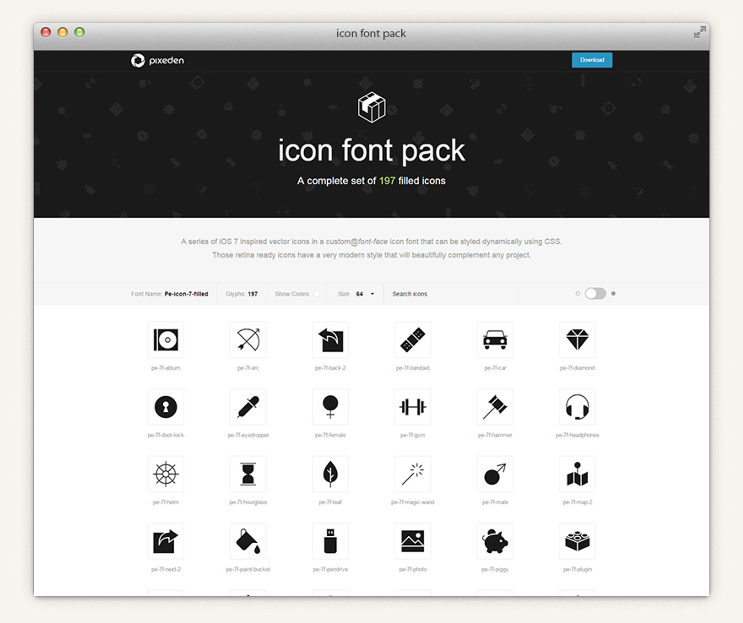 Filled 7 Icon Font Set | Pixeden Club