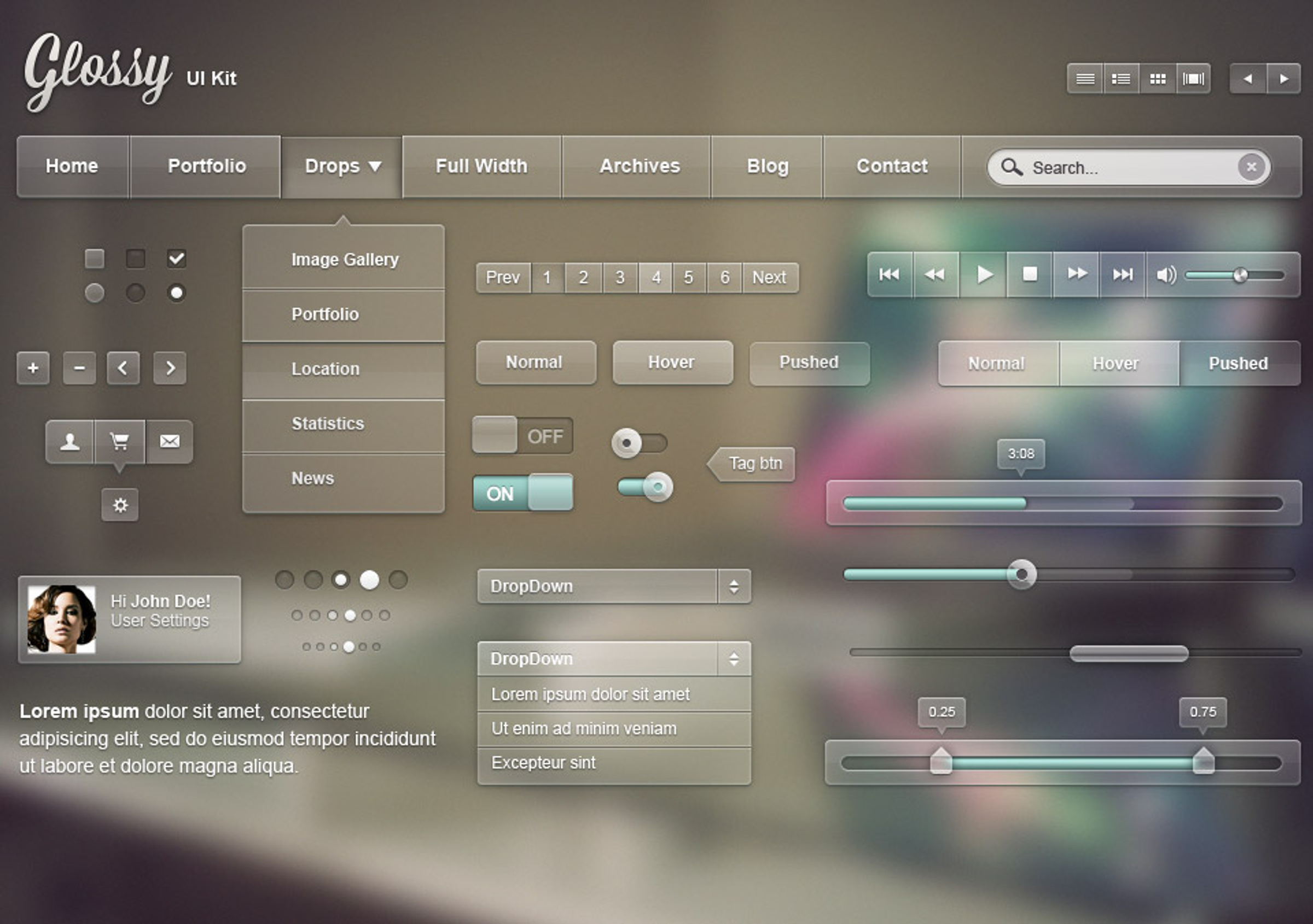 Glossy Psd Web UI Kit | Pixeden Club