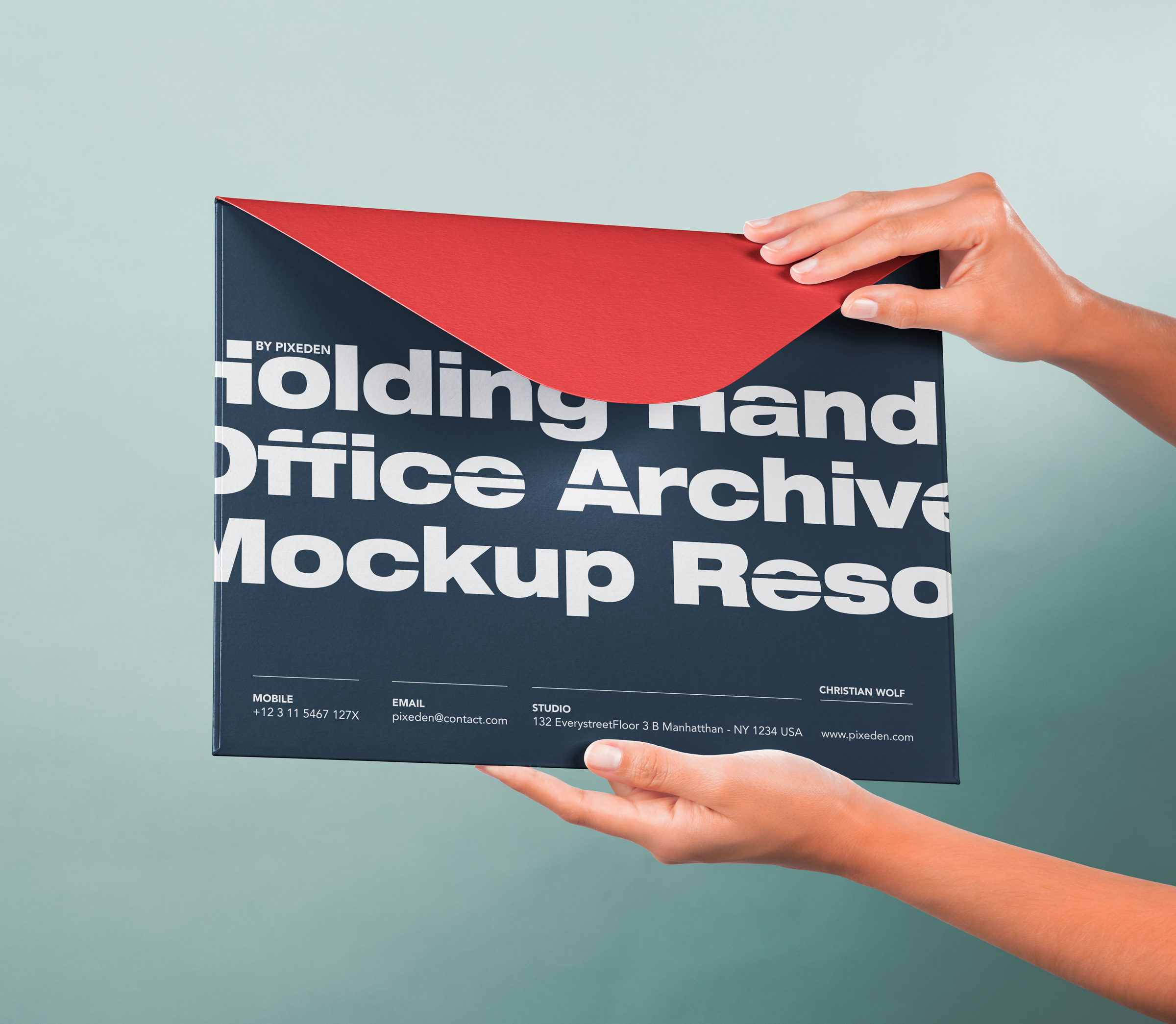 Hand Holding Psd Folder Mockup | Pixeden Club
