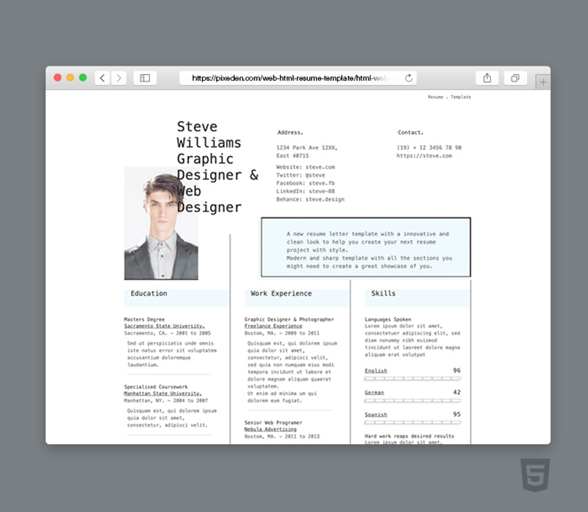 Simple Resume Template vol11 | Pixeden Club