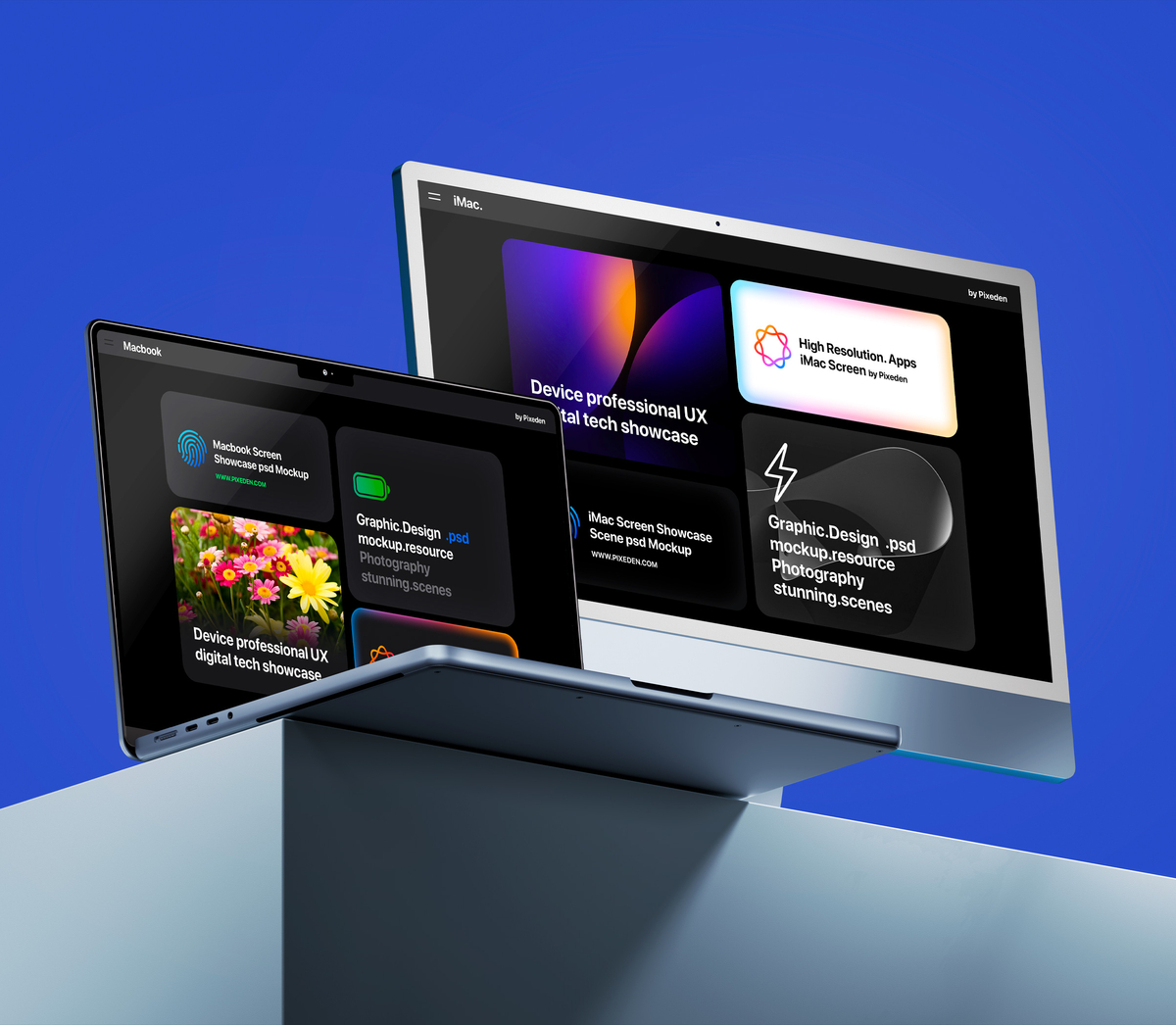 iMac Psd Mockup Screen Showcase Scene | Pixeden Club