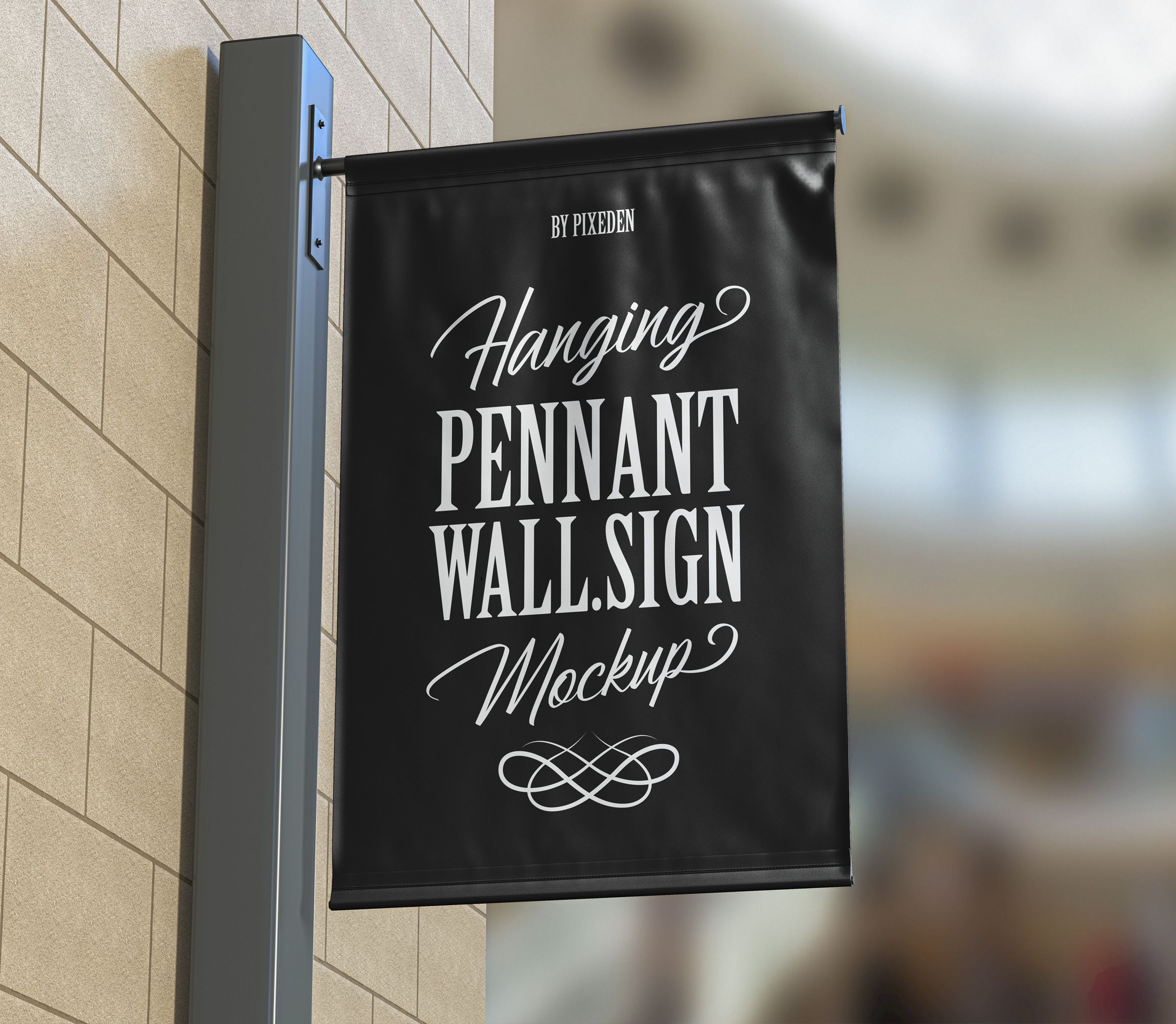 Pennant Psd Hanging Sign Mockup | Pixeden Club