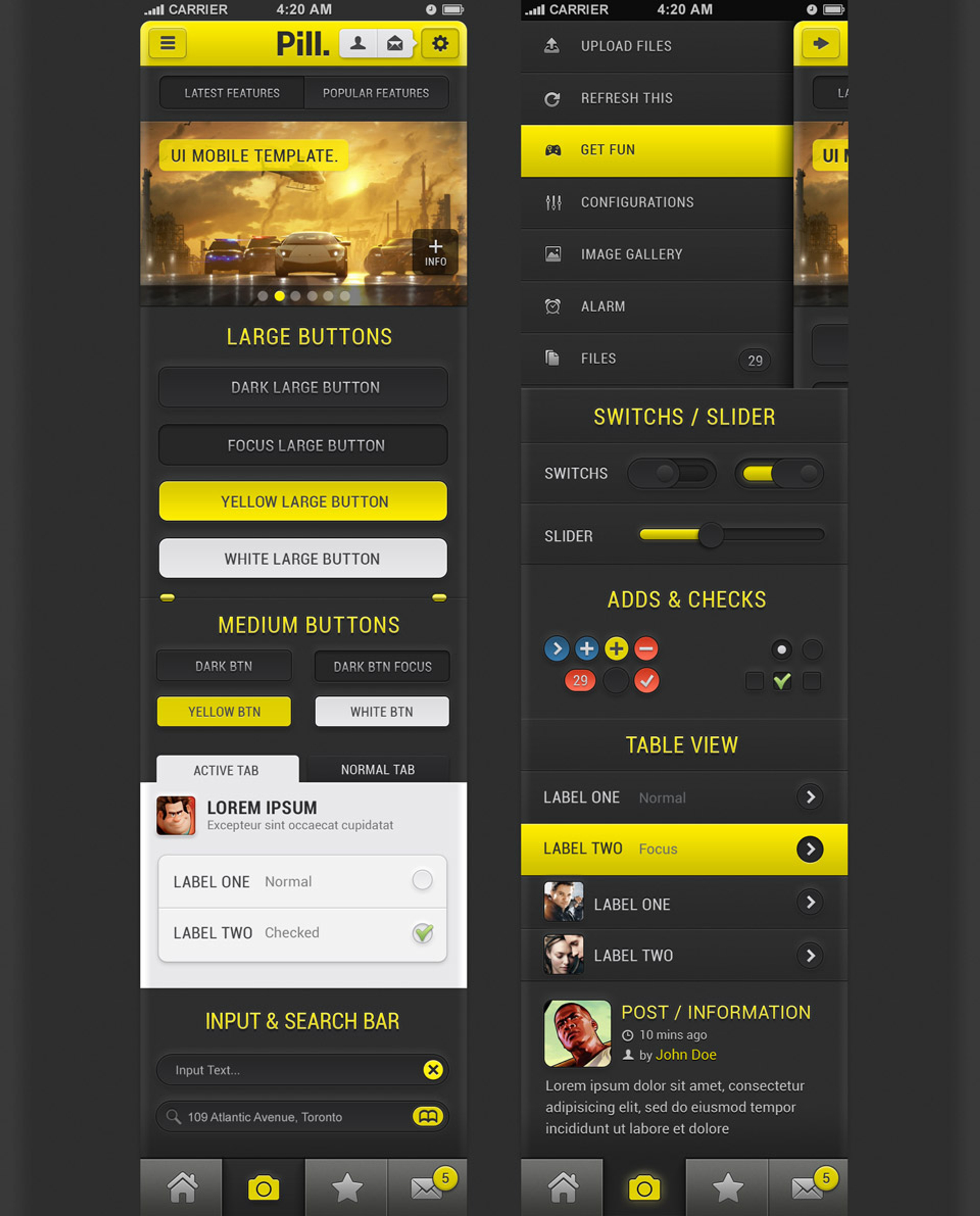 Pill iPhone App UI Kit Psd | Pixeden Club