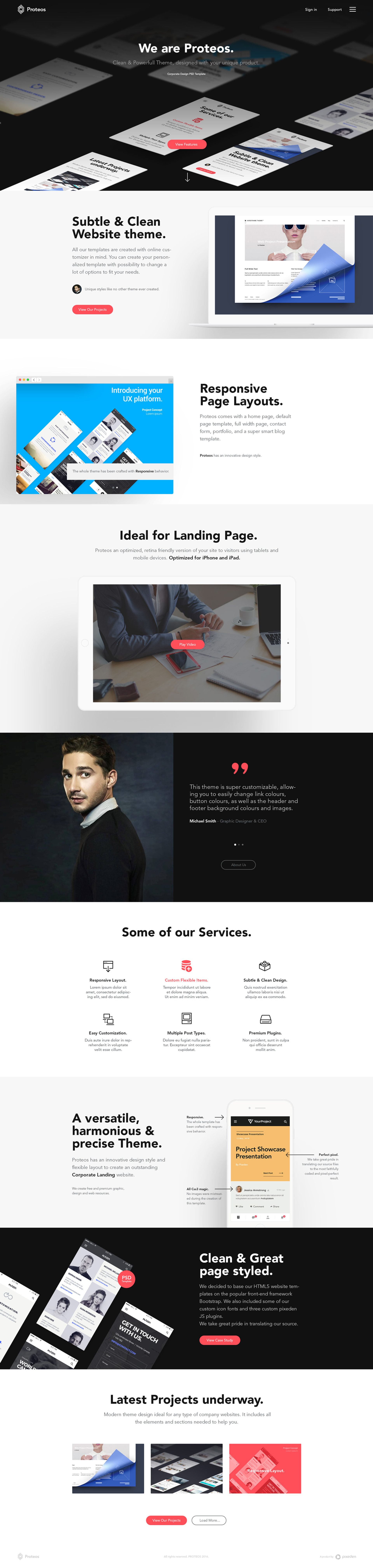 Proteos Corporate Psd Website | Pixeden Club