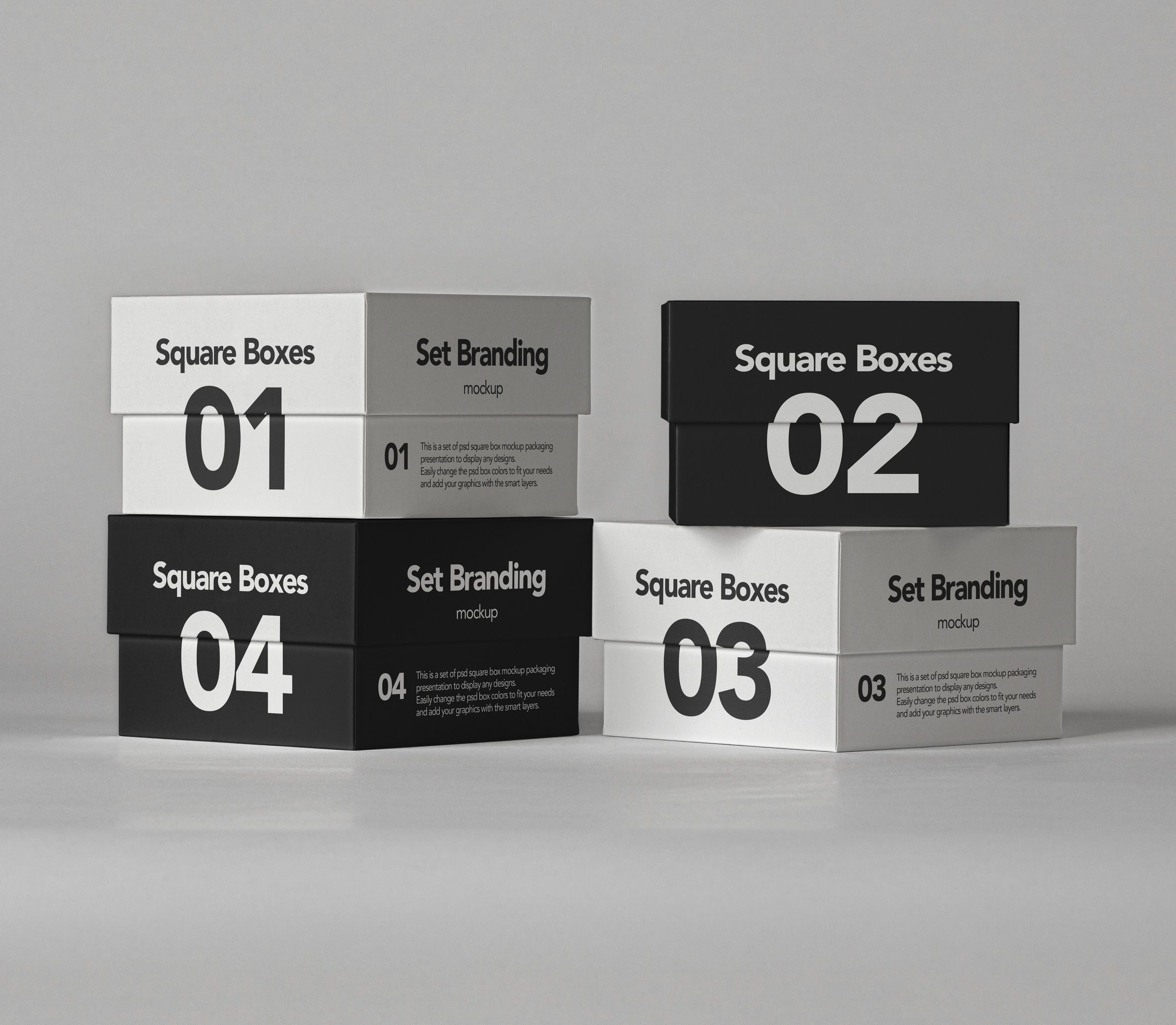 Psd Square Box Mockup Set | Pixeden Club