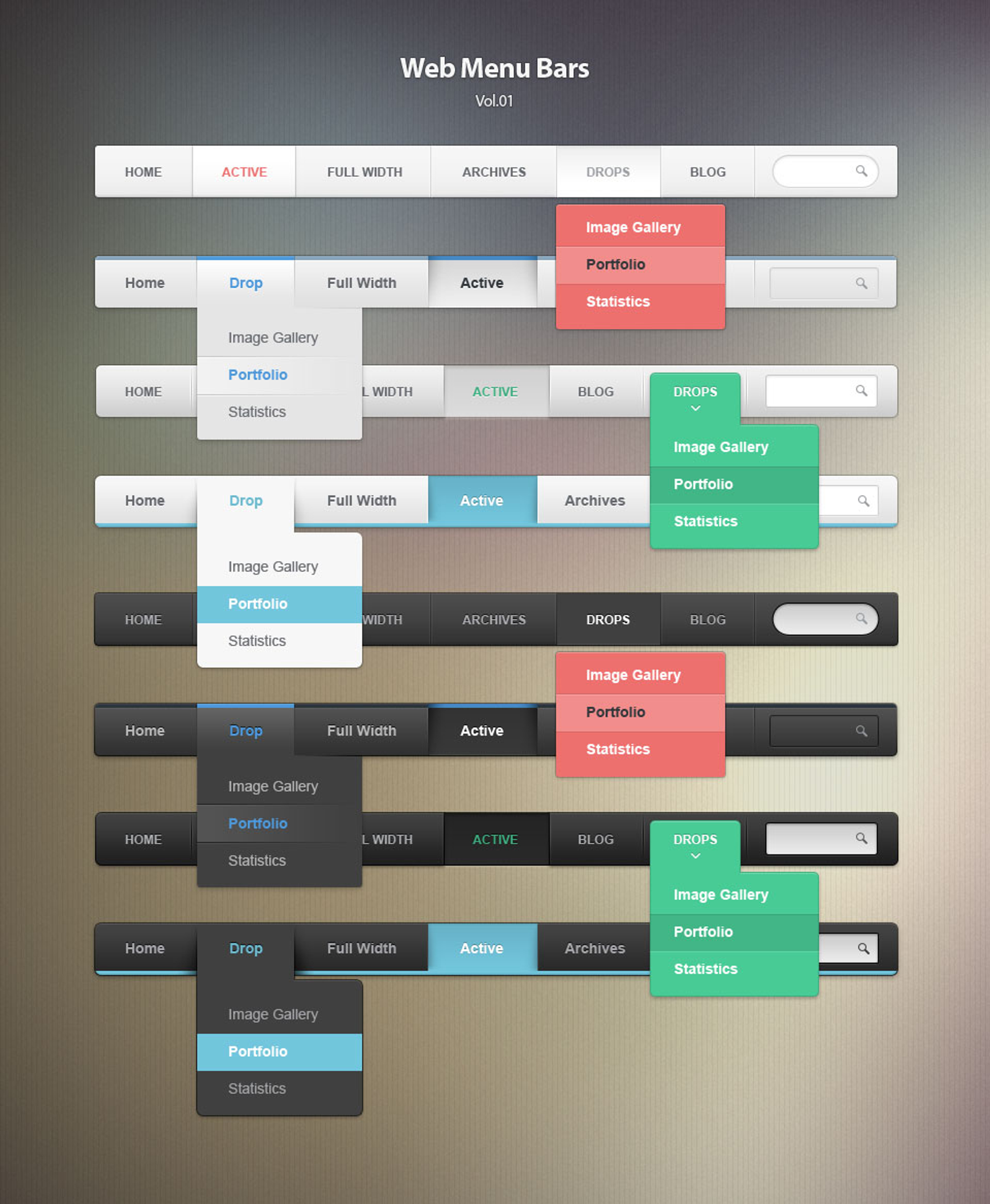 Psd Web Menu Bars Vol1 | Pixeden Club