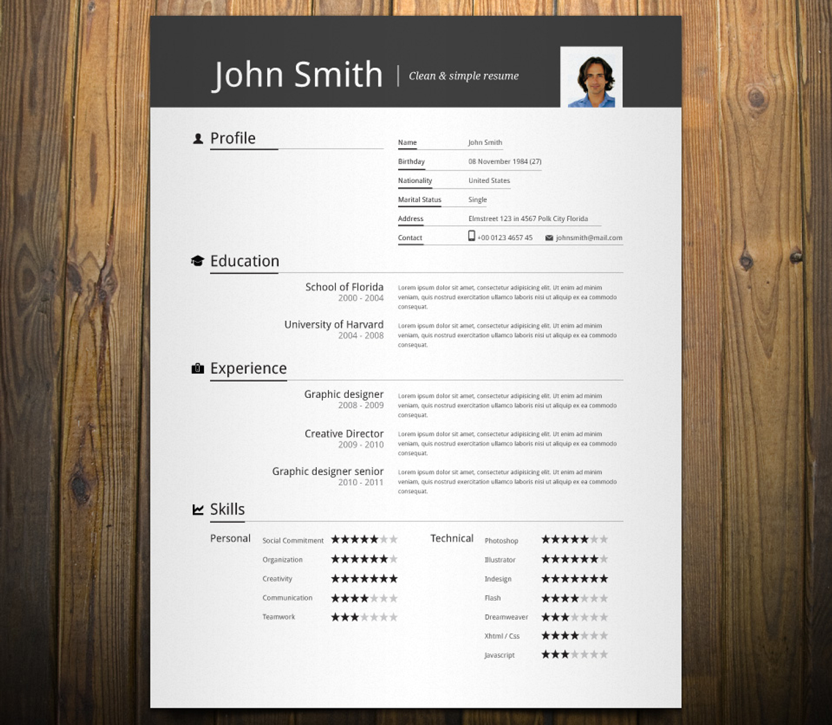 Simple Resume Template vol2 | Pixeden Club