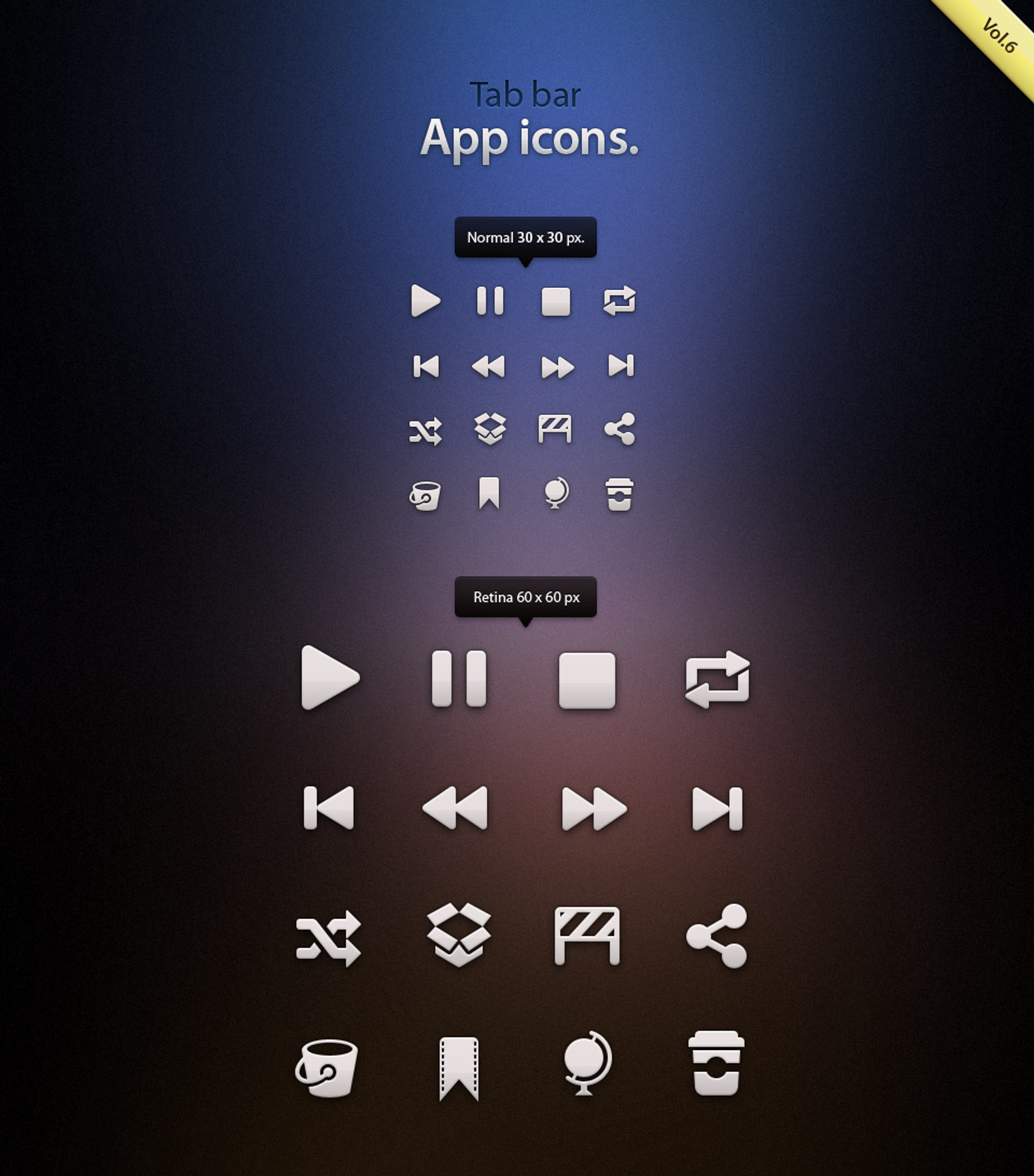 Tab Bar Icons iOS vol6 | Pixeden Club