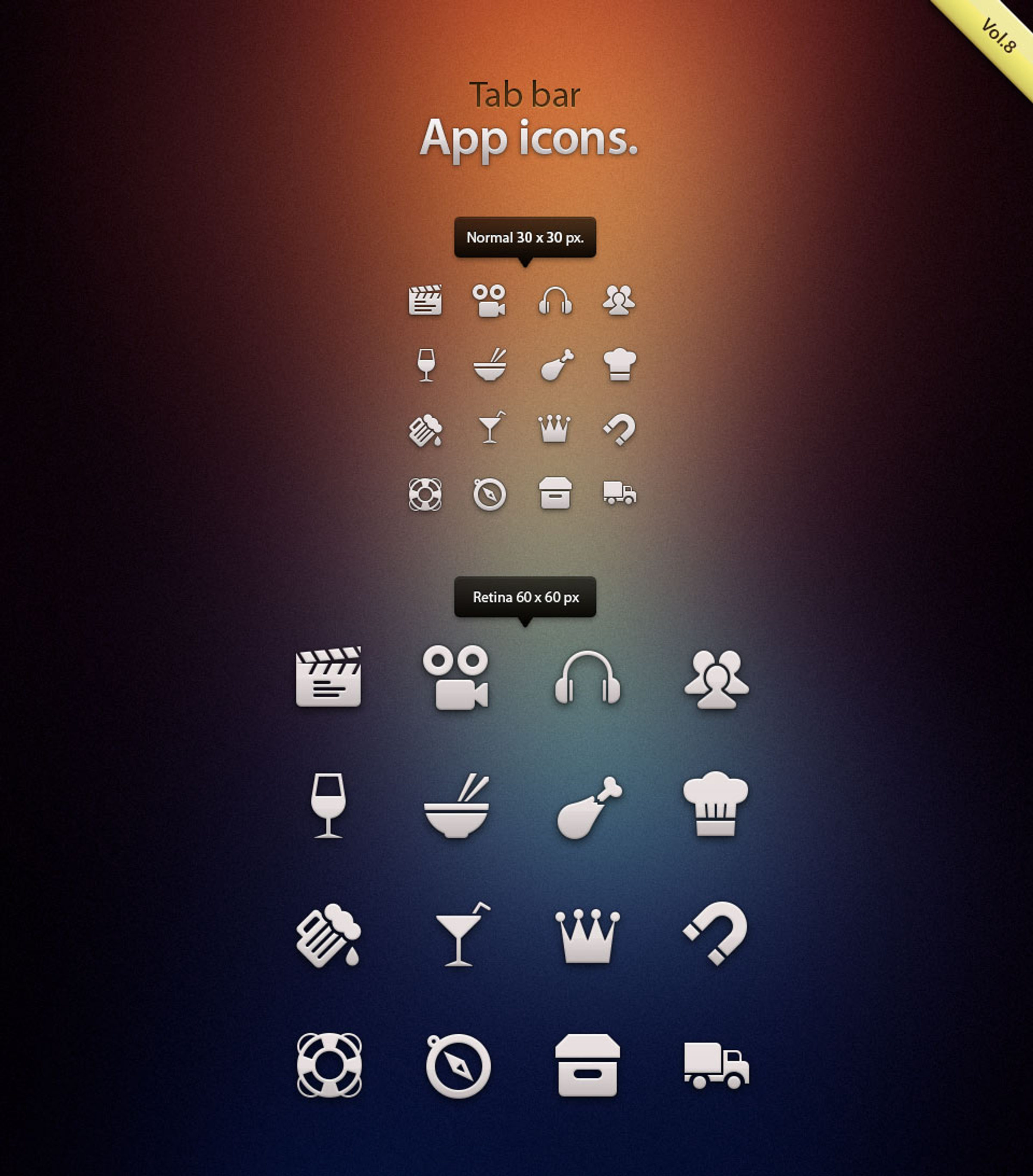 Tab Bar Icons iOS vol8 | Pixeden Club