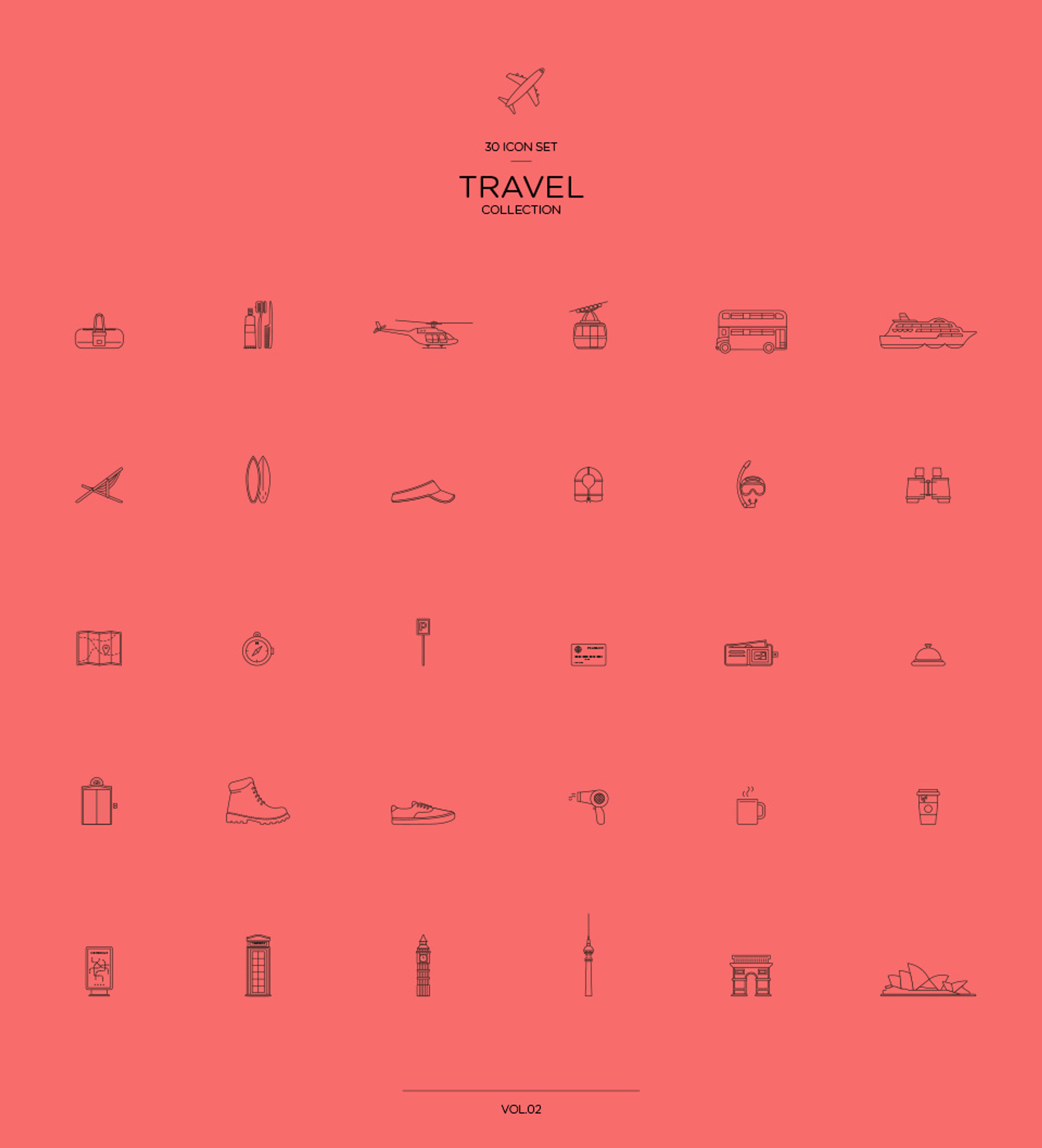 Travel Icons Collection Set Vol2 | Pixeden Club
