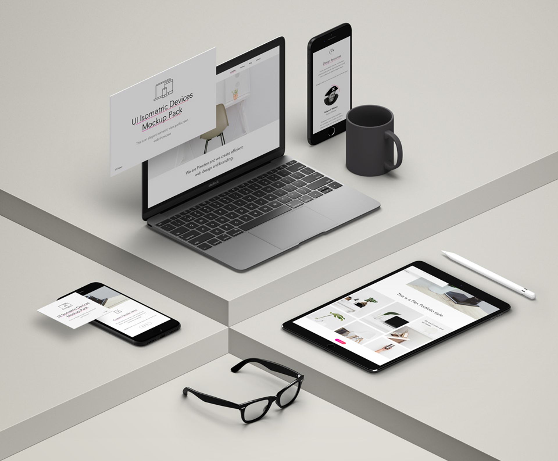 UI Isometric Psd Devices Pack | Pixeden Club